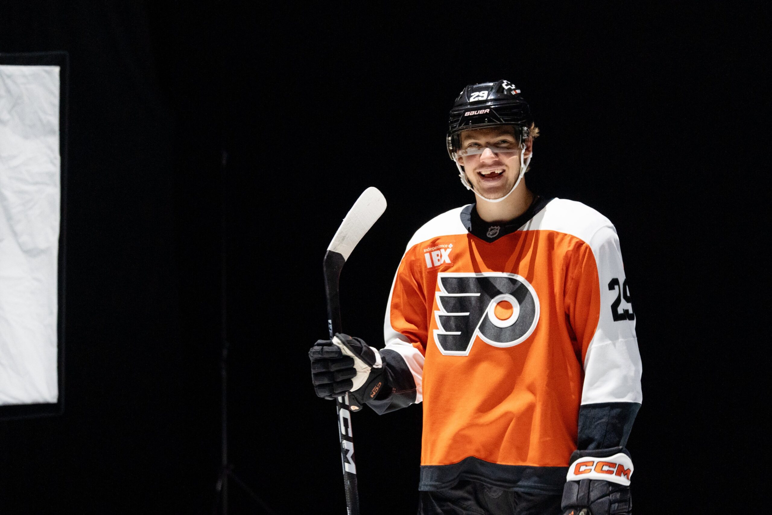 Denver Barkey, Trevor Zegras, Matvei Michkov, and Nikita Grebenkin are ...